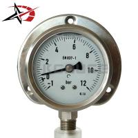 China 12 Bar 63mm Panel Mount Pressure Gauge Front Flange All Stainless Steel EN 837-1 Pressure Gauge for sale