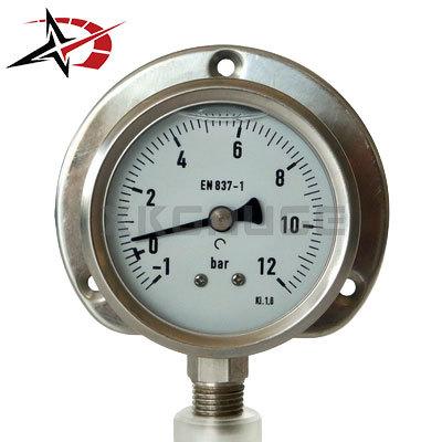 China 12 Bar 63mm Panel Mount Pressure Gauge Front Flange All Stainless Steel EN 837-1 Pressure Gauge for sale