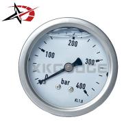 China Shock Resistant 63mm Liquid Filled Pressure Gauge 0-400 Bar Axial Back Stainless for Hydraulic Monitoring for sale