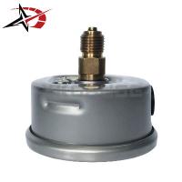China Shock Resistant 63mm Liquid Filled Pressure Gauge 0-400 Bar Axial Back Stainless for Hydraulic Monitoring for sale