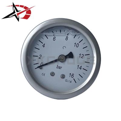 China Air System Liquid Filled Air Pressure Gauge 63mm Axial 0-16 Bar Shockproof Stainless for Compressor Monitoring for sale