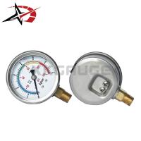 China Chemical Resistant 63mm Silicone Oil Filled Pressure Gauge 0-100PSI 7 kg/cm2 Brass for Industrial Processing for sale