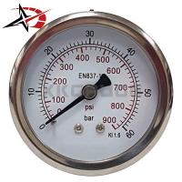 China Dual Scale Liquid Filled Pressure Gauge 63mm 60 Bar Brass Wetted for General Industrial Measurement Systems for sale