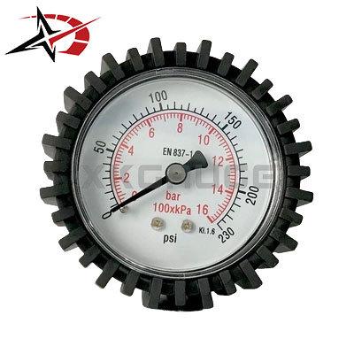 China 60mm Axial Pressure Gauge 0‑16Bar 230PSI With Rubber Shock‑proof  Cover Dry Gauge for sale