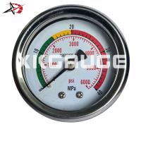 China 50mm Back Mount Pressure Gauge, 0-40MPa (6000PSI) Double Scale Color Zone Dial High Pressure Manometer for sale