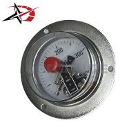 China 100mm Axial Flange Mount Magnetic Electric Contact Pressure Gauge 0~400 Bar, Back Connection Pressure Gauge with Contact Switch for sale