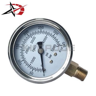 China 63mm Radial Stainless Steel Case Pressure Gauge, 0-345bar / 5000psi Dual Scale for sale