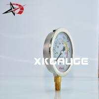 China 63mm Liquid Filled Pressure Gauge 8000psi / 700kg/cm², Bottom Mount Stainless Steel Case for sale