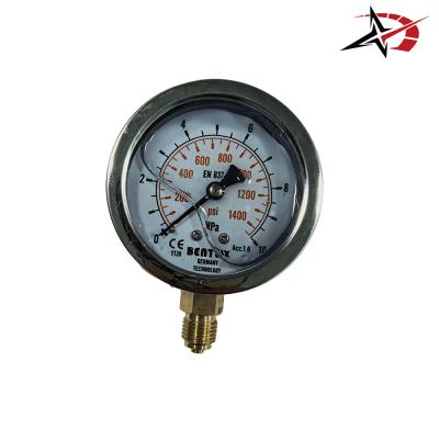 China YN63 Liquid Filled Pressure Gauge 0-10MPa 1400Psi EN837-1 Hydraulic Oil Pressure Gauge for sale