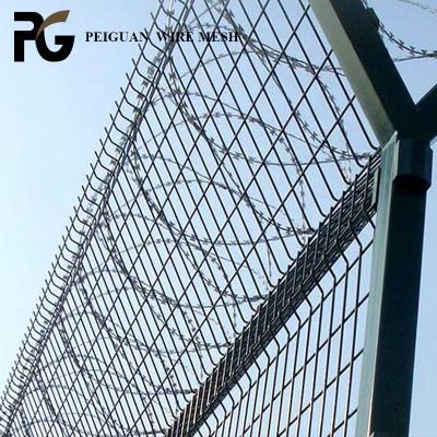China Anping Factory Supply Easily Assembled Welded Wire Mesh Airport Barrier With Razor Barbed Wire for sale