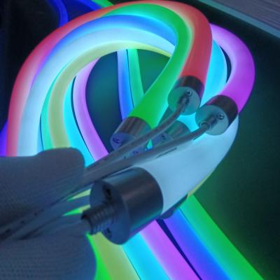 China LANDSCAPE Flexible Silicone Flex Waterproof IP67 Neon Tube LED Profile With D25mm Around 360 Degree RGB LED Neon Strip Lights for sale