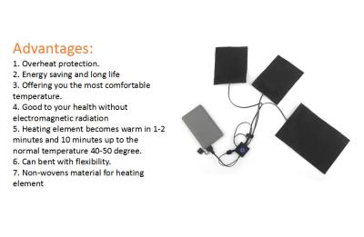 China 2200mAh Lithium Polymer Battery Heated Pad 5V 1.85A 9.5W for sale