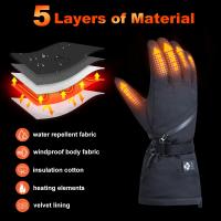 China 7.4V Battery Rechargeable Heated Gloves Black Winter Snow Proof for sale
