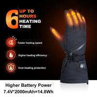 China 7.4V Battery Rechargeable Heated Gloves Black Winter Snow Proof for sale