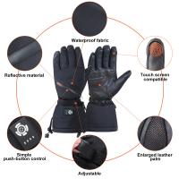 China 7.4V Battery Rechargeable Heated Gloves Black Winter Snow Proof for sale