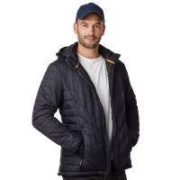 China 100% Down Heated Jacket Waterproof Thermal Puffer Jacket With Detachable Hood And 12v Battery Pack for sale