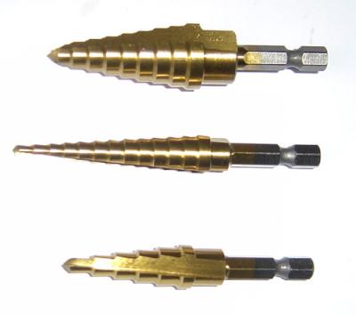 China HSS Titanium Coated Step Drill Bit Hex Shank for Metal for sale