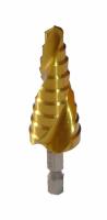 China Hex Shank HSS Step Drill Bits With Titanium Coated Spiral Flute Inch Size for sale