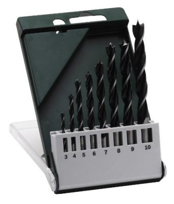 China 8pc High Carbon Steel Brad Point Wood Drill Bits Set 3-10mm Hex Shank for sale