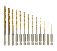 China 13pcs HSS Titanium Coated Drill Bit Set 1.5-6.5mm Hex Shank for sale