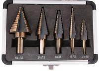 China Cobalt High Speed Steel HSS Step Drill Bit Set 5pcs With Aluminum Case for sale