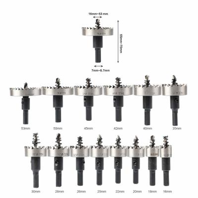 China 14pcs HSS Hole Saw Kit for Metal Cutting up to 2mm Thick for sale
