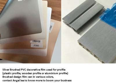 China Metallic Silver Brushed PVC Wrapping Film For Frame Profile Anti Scratched for sale