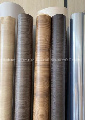 China Wood Pattern PVC Film Roll For Indoor Furniture Panel Decoration for sale