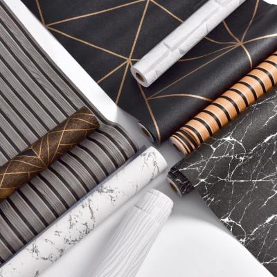 China Matt Black Marble PVC Wrapping Film For Wall Panels，Furniture Lamination for sale