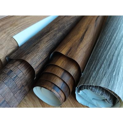 China 0.35mm Deep Emboss PVC Decorative Film Dark Wood Pvc Membrane Foil For Furniture Cabinet Doors for sale