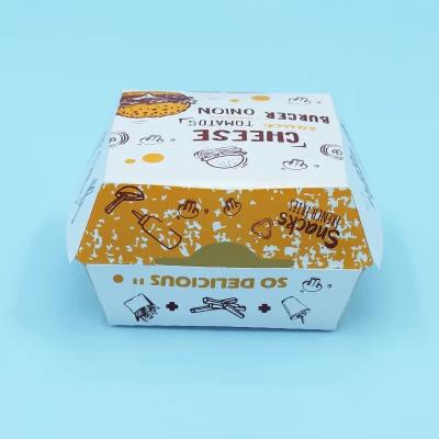 China Fully Recyclable Custom Size Grease-resistant Hamburger Box for Fast Food Packaging for sale