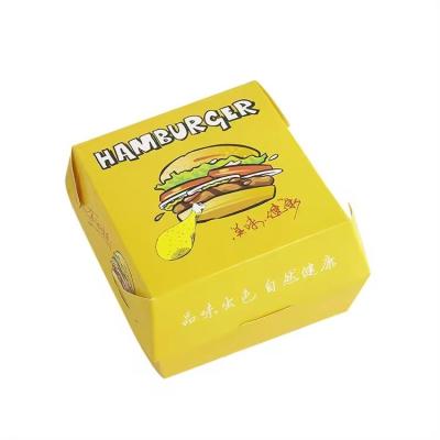 China White Cardboard Biodegradable Hamburger Patty Box with Custom Logo Printing and Recyclable Takeaway Packaging for sale