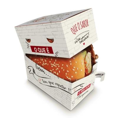 China Torn Paper Texture Burger Box with Custom Logo Printing and Grease Resistant Clamshell Food Packaging for sale