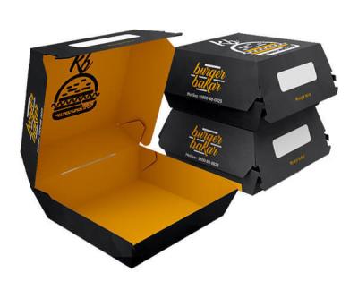 China Biodegradable Burger Box with Customized Logo and Food-Grade Cardboard for Fast Food Packaging for sale