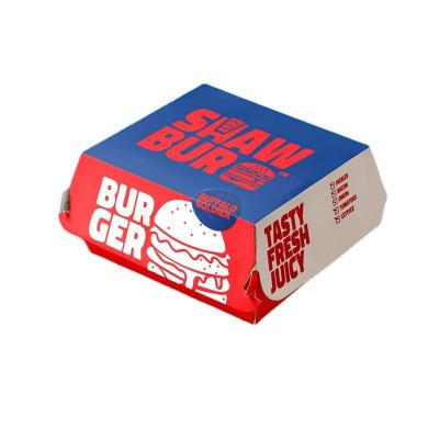 China Hot Stamping Clamshell Burger Box with Custom Logo and Recyclable Food Packaging for Fast Food for sale