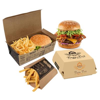 China Recyclable Takeout Paper Burger Boxes Packaging Customized Logo Food Packing for sale