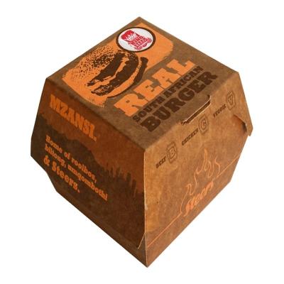 China CMYK Printing Foldable Clamshell Burger Box Takeaway Packaging White Cardboard for sale
