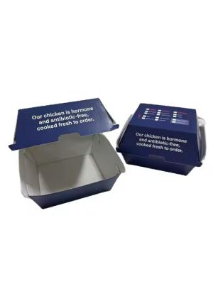 China Customized Burger Box Corrugated Paper Foldable Disposable Fast Food ECO-Friendly Packaging Food Container with Embossing for sale