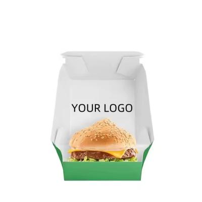 China UV Coating Printing Handling Eco-Friendly Burger Boxes for Fast Food Takeaway Packaging for sale