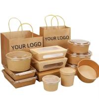 China Customized Kraft Paper Takeaway Boxes Eco-Friendly Recyclable Fast Food Containers Durable Disposable Packaging Customer's Logo for sale