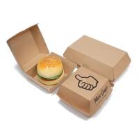China Custom Eco-Friendly Recyclable Kraft Burger Box with Embossing Printing and FDA-Approved Coating for sale