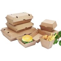 China Food Grade Eco-Friendly Custom Kraft Paper Clamshell Burger Box Disposable Cardboard Takeaway Packaging Box Type Folders for sale