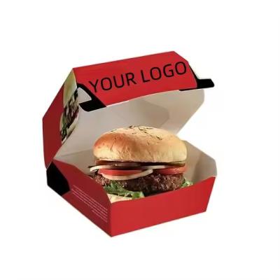 China Eco-Friendly Biodegradable Burger Box Custom Fast Food Takeaway Container with UV Coating for sale
