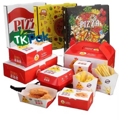 China Custom Printed Recyclable Fast Food Box For Fried Chicken And French Fries Packaging Food Snack Burger Packaging Box for sale