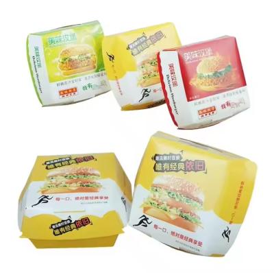 China Customized Disposable Burger Box with Fries  Sustainable Takeaway Sandwich Container for sale