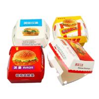 China Custom Order Accepted Recyclable Kraft Paper Fast Food Takeaway Box for Hamburger Packaging for sale