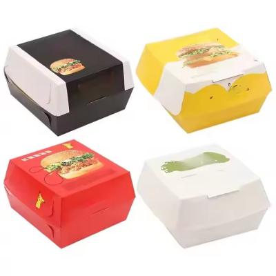 China UV Coating Biodegradable Kraft Paper Fast Food Burger Box Takeaway Packaging with Cutomized Sizes and Printing Handling for sale