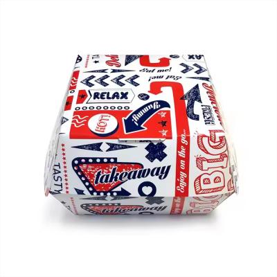 China Customized Eco-Friendly Kraft Paper Burger Box Food Container for Takeaway Hamburger Packaging for sale