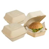 China Recyclable Eco-Friendly Takeaway Containers Custom Biodegradable Sugarcane Burger Boxes for Fast Food French Fries for sale