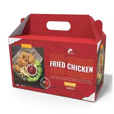 China Custom Kraft Paper Fried Chicken Boxes - Eco-Friendly Takeaway Packaging with Handle for sale